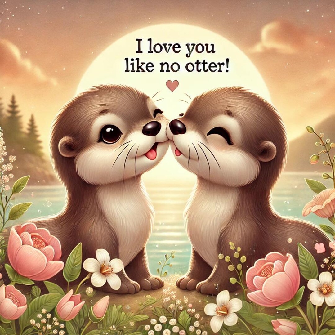 Valentines Otter Picture - Etsy