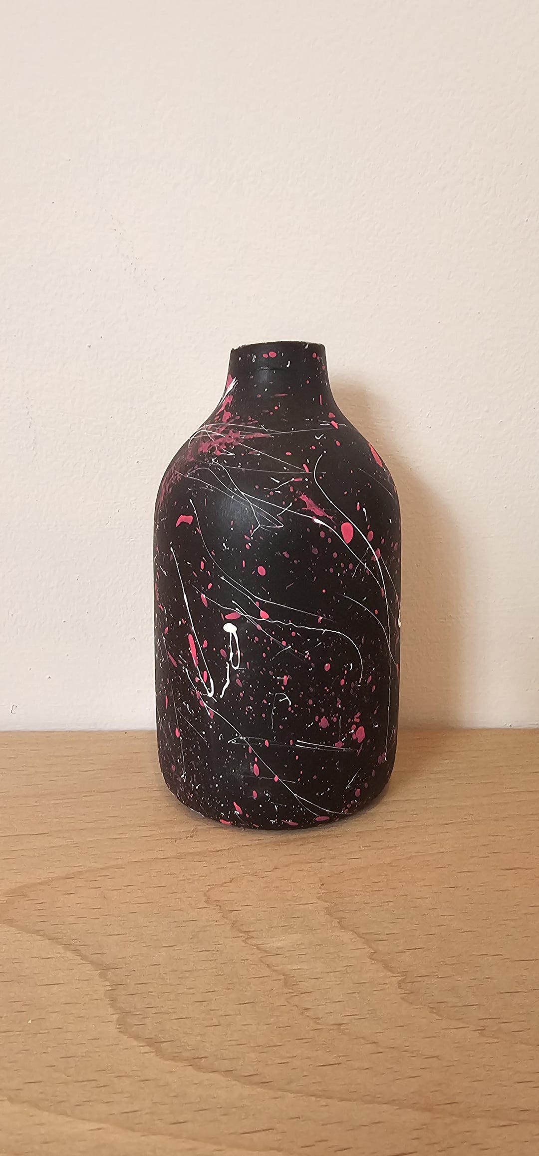 Hand Painted Ceramic Vase: Black Splatter Design, Custom Colors ...