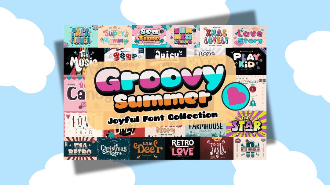 Groovy Summer Font Bundle, Groovy Font Bundle, Fonts Retro Bundles ...