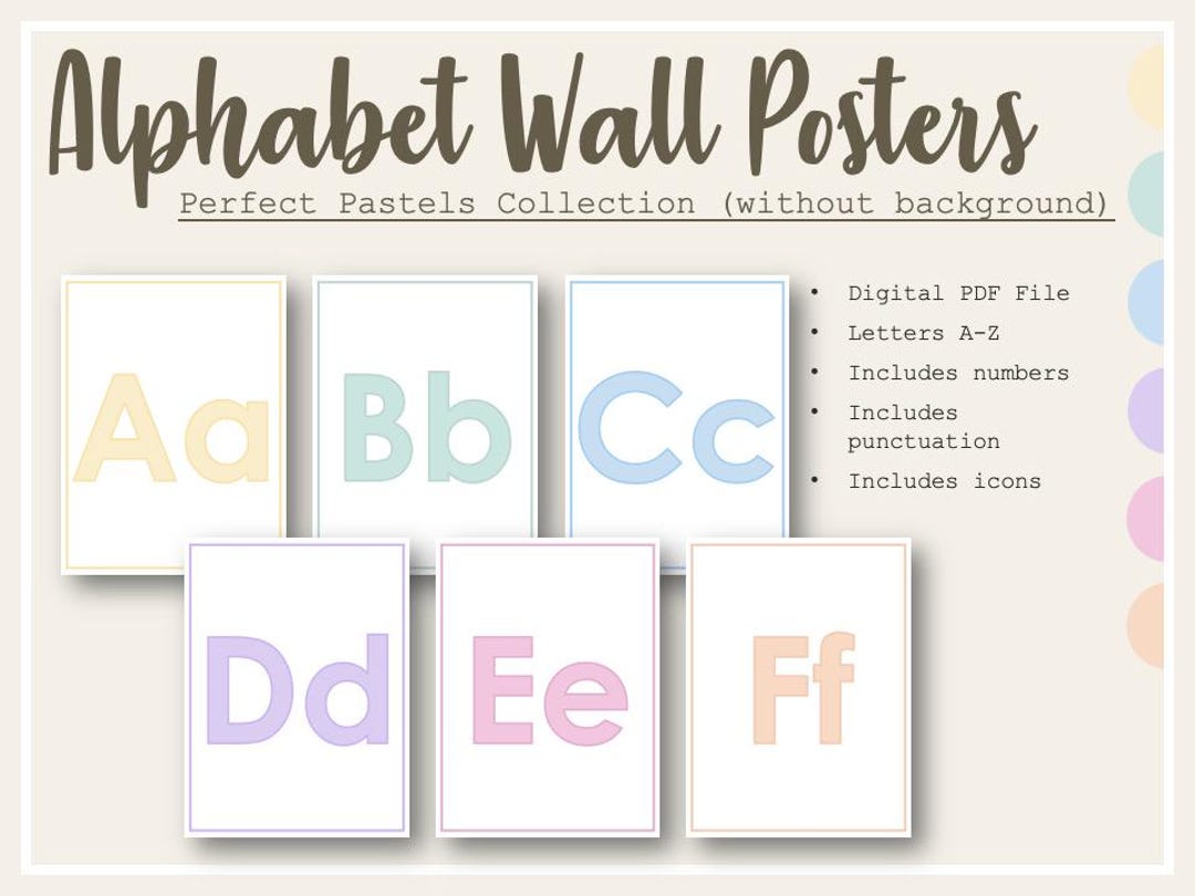 Pastel Alphabet Wall Posters, Classroom Decor (PDF) - Etsy