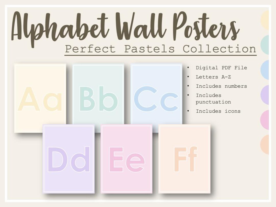 Perfect Pastels Printable Alphabet Wall Posters, Colourful, Download ...