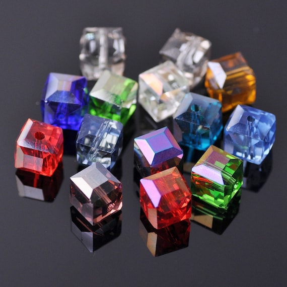 Cube Faceted Crystal Glass 3mm 4mm 6mm 8mm 10mm Loose Beads - Etsy