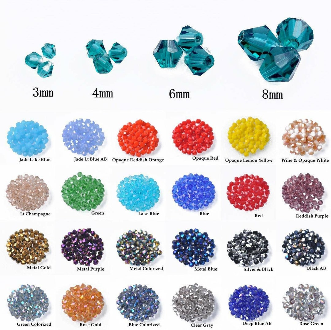 3mm 4mm 6mm 8mm Bicone Faceted Crystal Glass Loose Spacer Beads ...