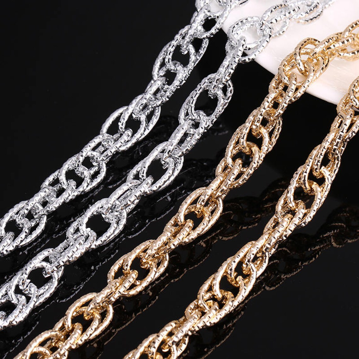 1meter3.2ft Bulk 9.5mm Iron Metal Chain Light Gold/silver - Etsy