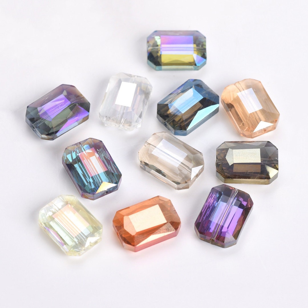 10pcs 12x9mm 14x10mm 18x13mm Rectangle Faceted Crystal Glass Loose ...