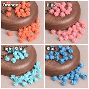 30pcs 8mm Rose Flower Shape Shell Powder Made Artificial Coral Loose ...