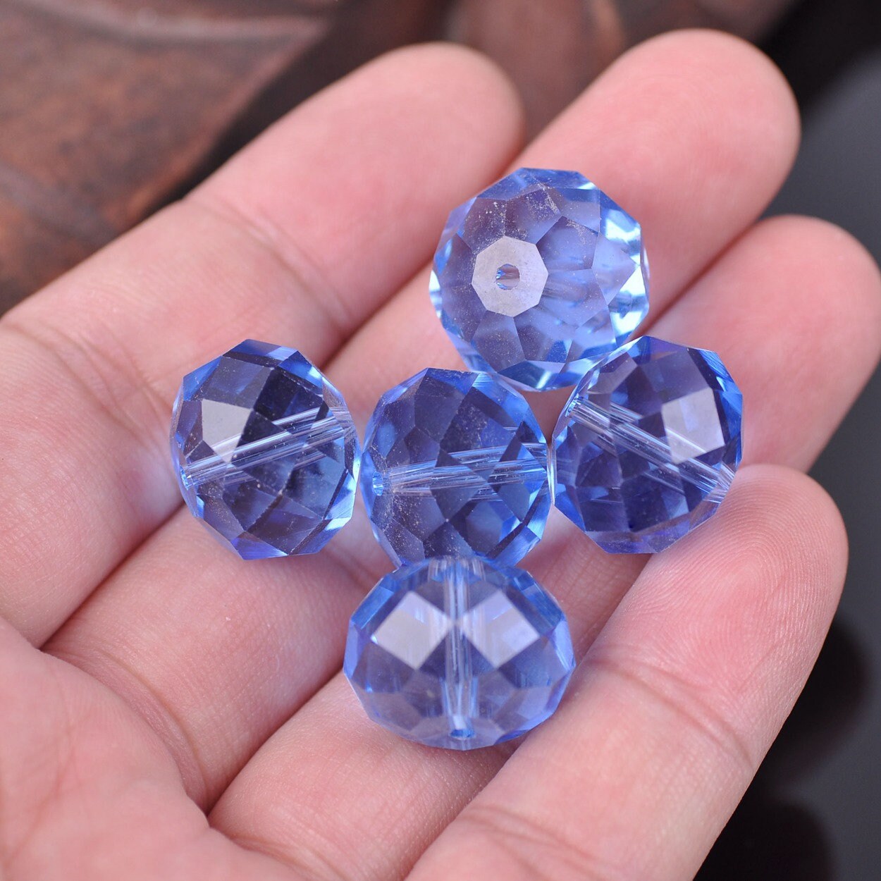 10pcs 18x13mm Big 18mm Rondelle Faceted Cut Crystal Glass Loose Prism ...
