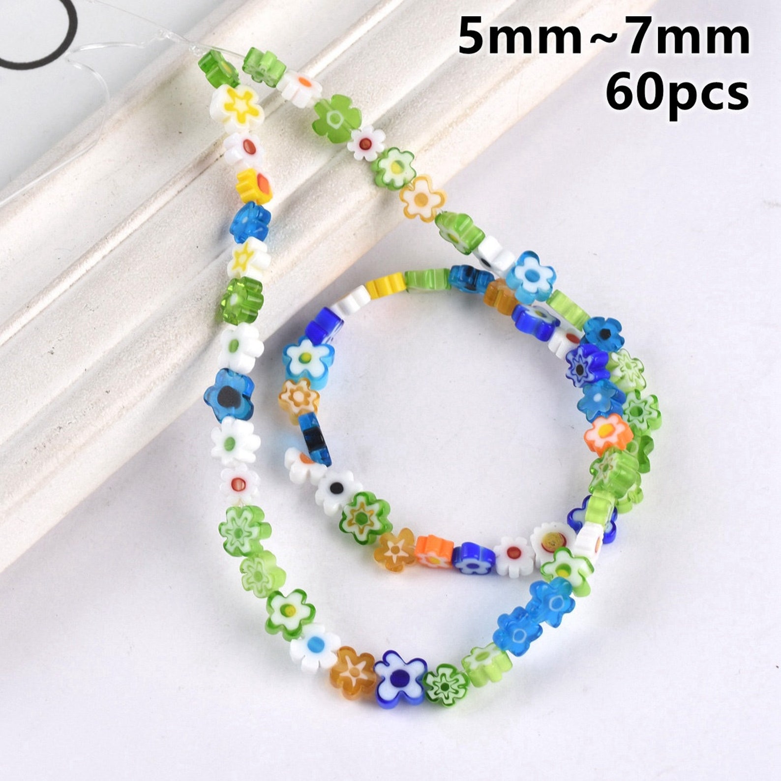 1 Strand Flat Flower Shape 4mm9mm Random Mixed Millefiori - Etsy