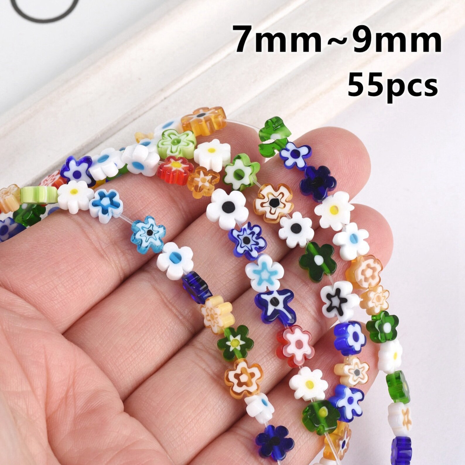 1 Strand Flat Flower Shape 4mm9mm Random Mixed Millefiori - Etsy