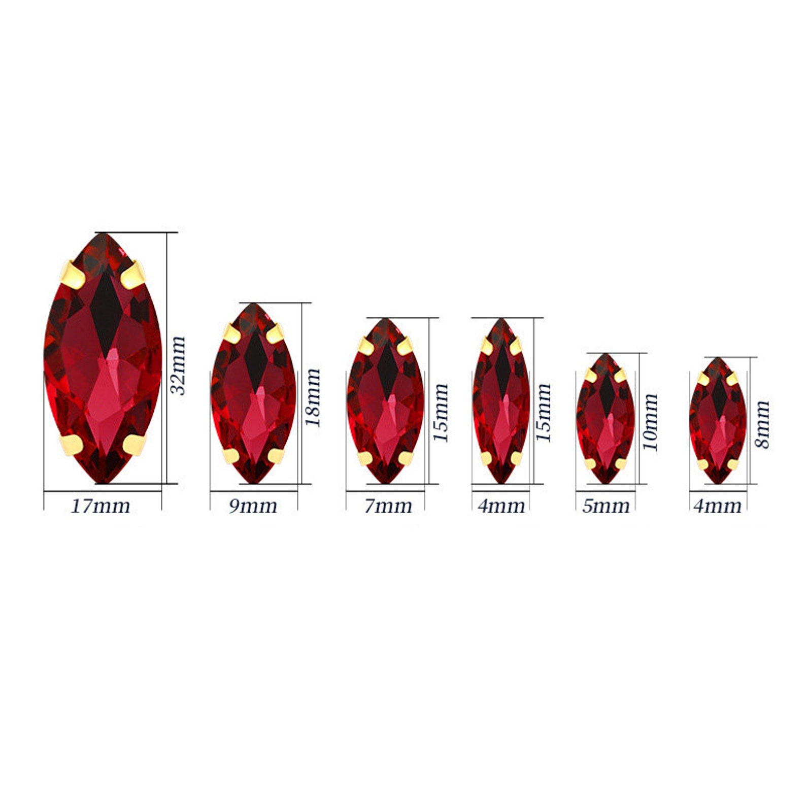 50/20/10/5pcs 4x8/5x10/7x15/9x18/13x27/17x32mm Oval Foiled Navette ...