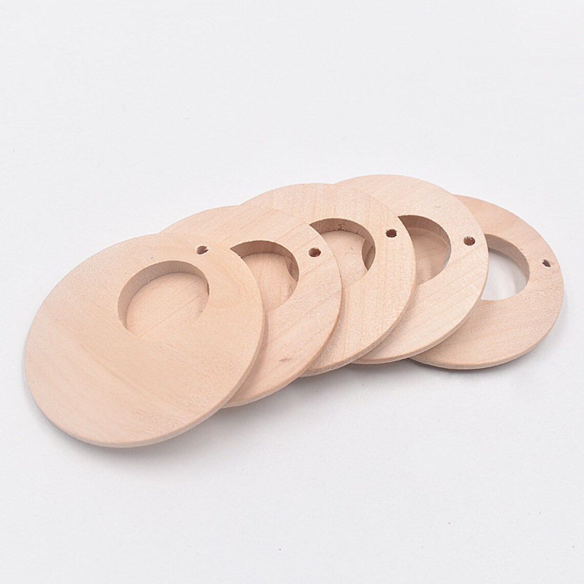 10pcs Flat Round Shape Hollow Natural Wood 30mm 40mm 50mm | Etsy