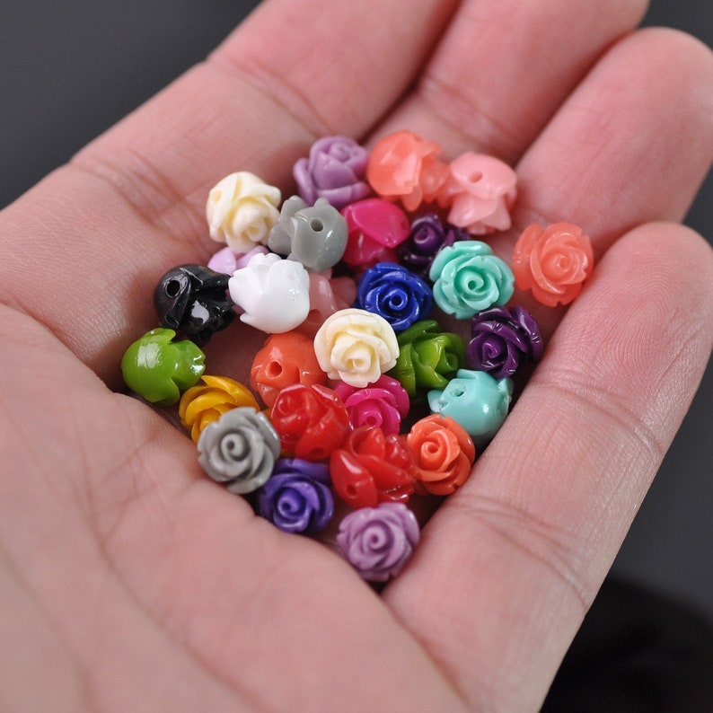30pcs 8mm Rose Flower Shape Shell Powder Made Artificial Coral - Etsy