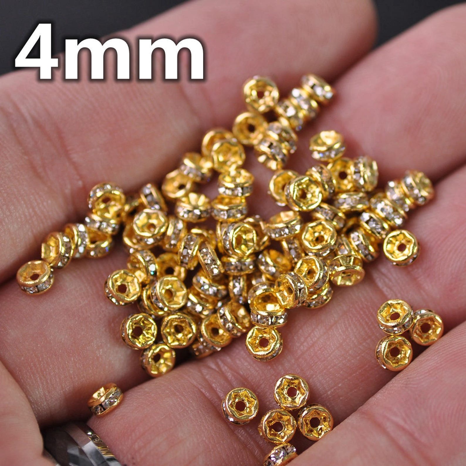 Wholesale 4mm 5mm 6mm 8mm 10mm 12mm Rondelle Metal & Crystal ...