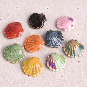 5pcs Scallop Shape 30x28mm Fancy Flamed Glazed Ceramic Porcelain Loose ...