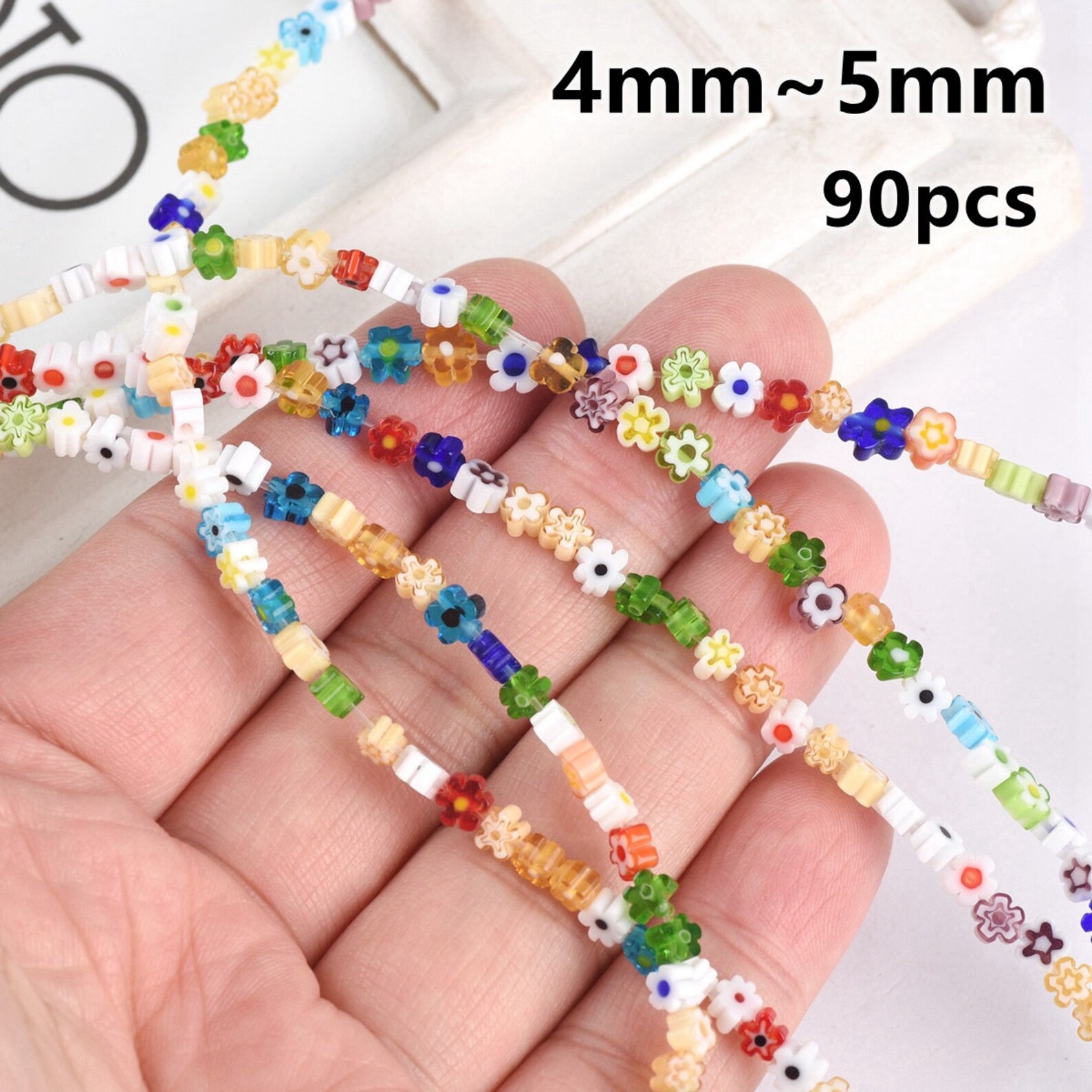 1 Strand Flat Flower Shape 4mm9mm Random Mixed Millefiori - Etsy