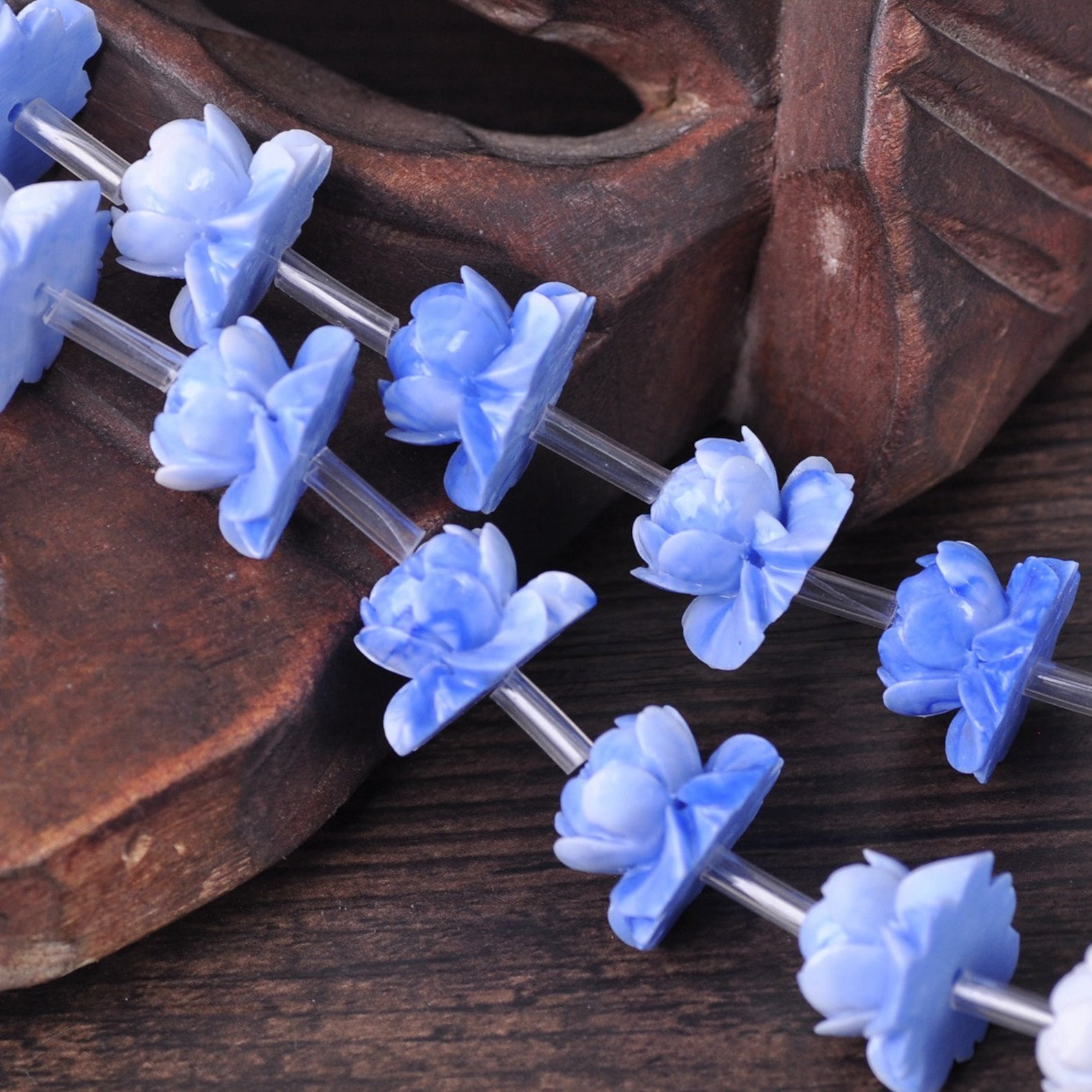 18pcs 18x12mm Blue& Purple Lotus Flower Carving Resin | Etsy