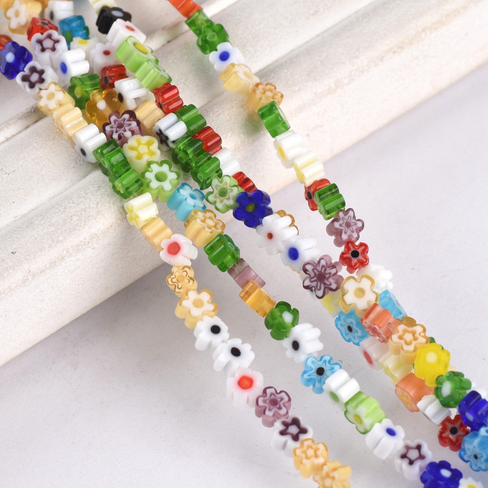 1 Strand Flat Flower Shape 4mm9mm Random Mixed Millefiori - Etsy