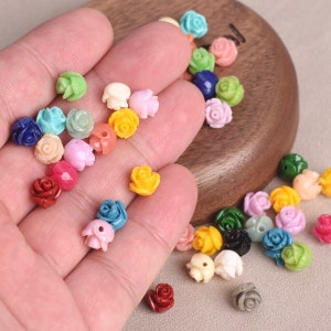 30pcs 8mm Rose Flower Shape Shell Powder Made Artificial Coral Loose ...