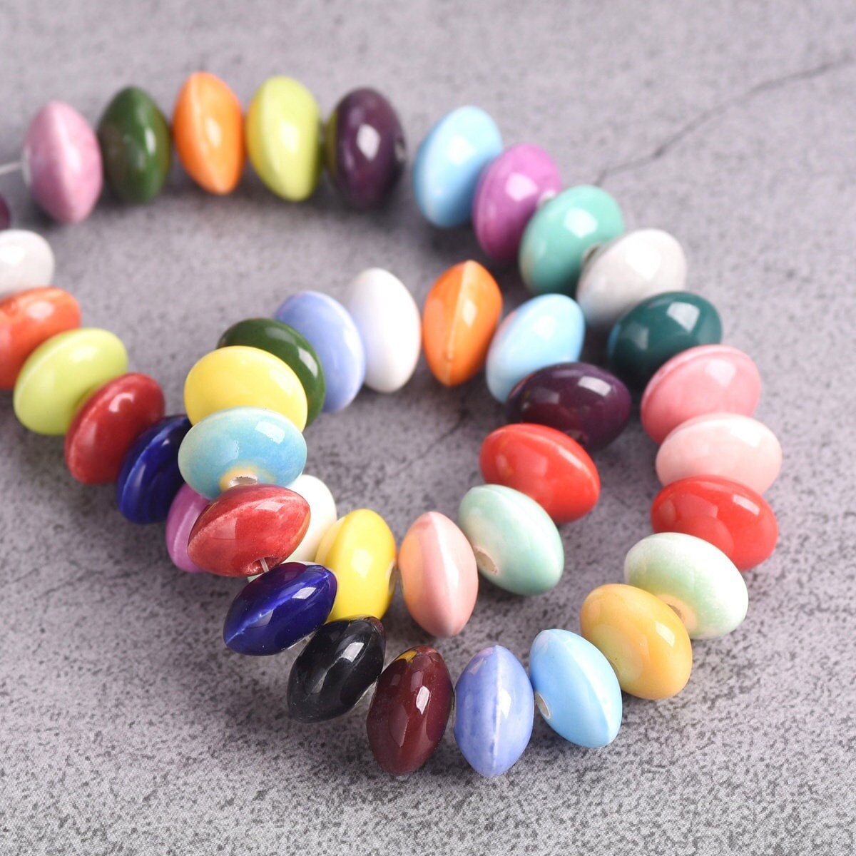 20pcs 12x12x7mm Mixed Colors Flat Round Rondelle Ceramic & - Etsy