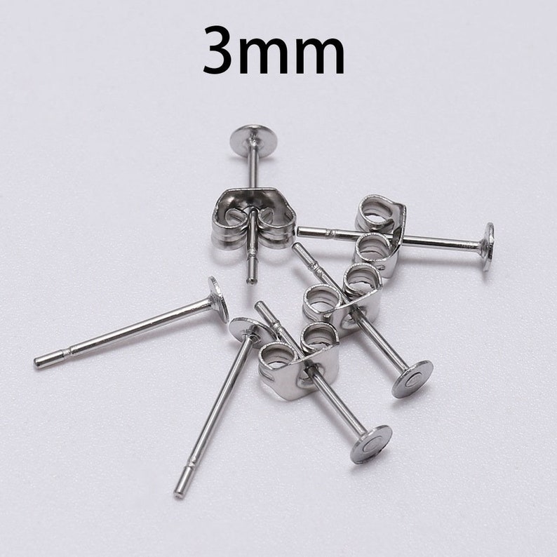 3/4/5/6/8/10/12mm 100pcs Metal Stainless Steel Ear Studs Base - Etsy