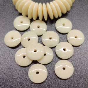 100pcs Flat Round 6mm 8mm 10mm 12mm Beige Resin Imitation Ivory Loose ...