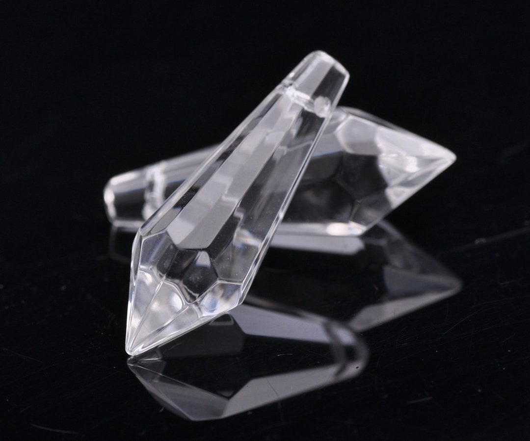 10pcs 35mm Teardrop Cone Faceted Bicone Crystal Glass Loose Pendant for ...