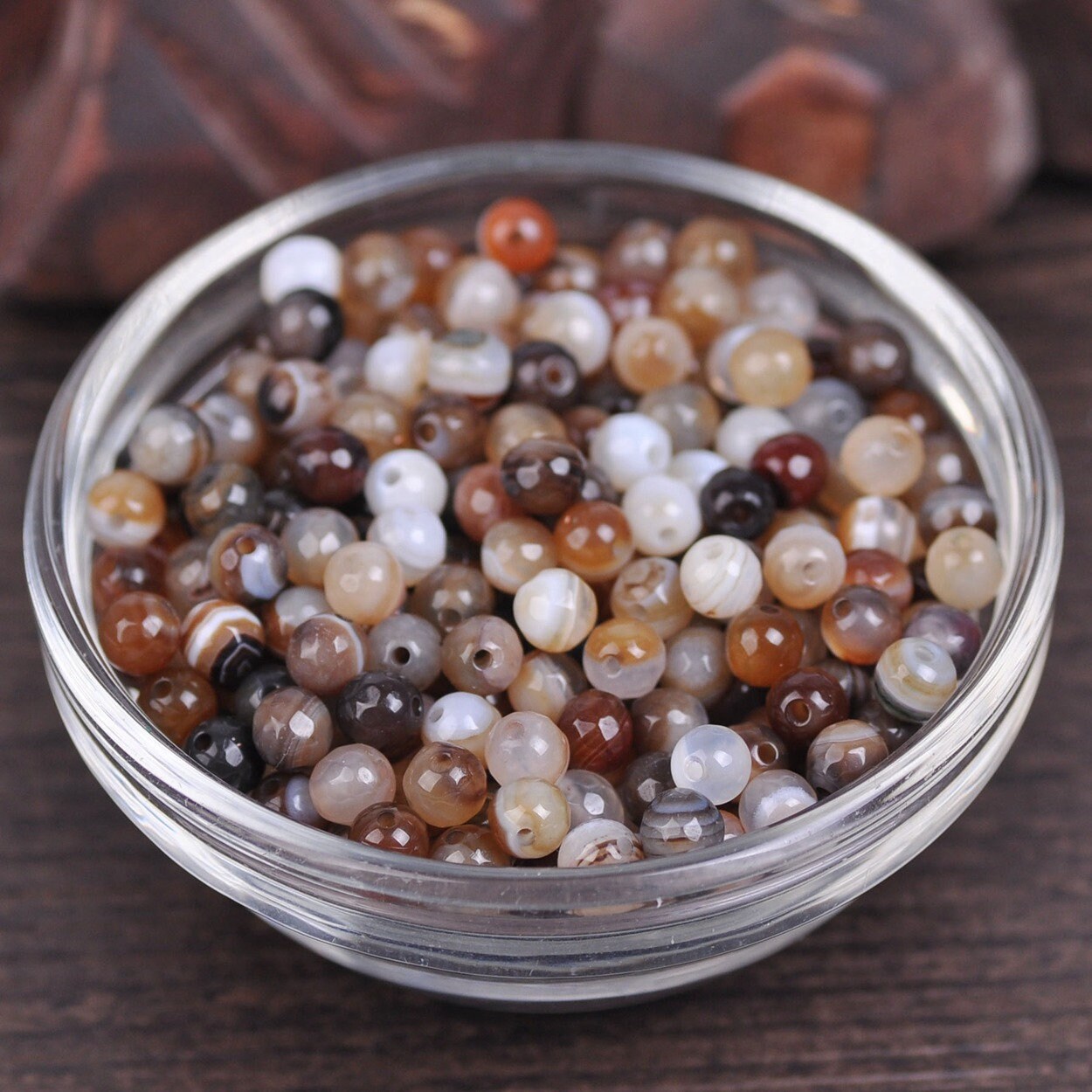 Natural Brown Agate Stone Round Faceted Gemstone - Etsy