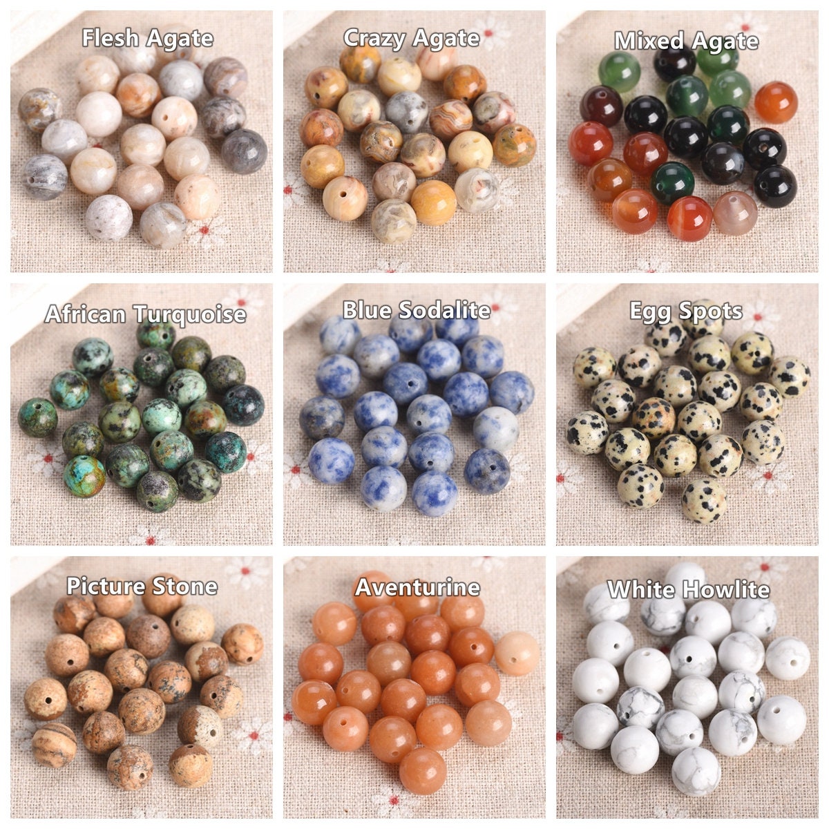 Natural Stone Round 4mm 6mm 8mm 10mm 12mm Loose Gemstone Beads - Etsy
