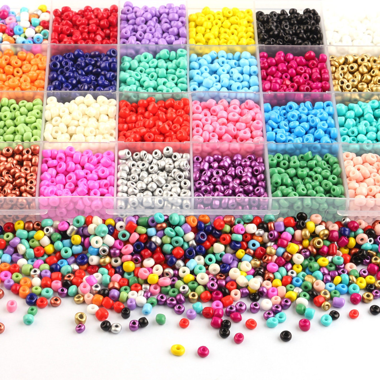 1box 23+mixed Colors Beading Kit 2mm 3mm 4mm Tiny Round Opaque Glass ...