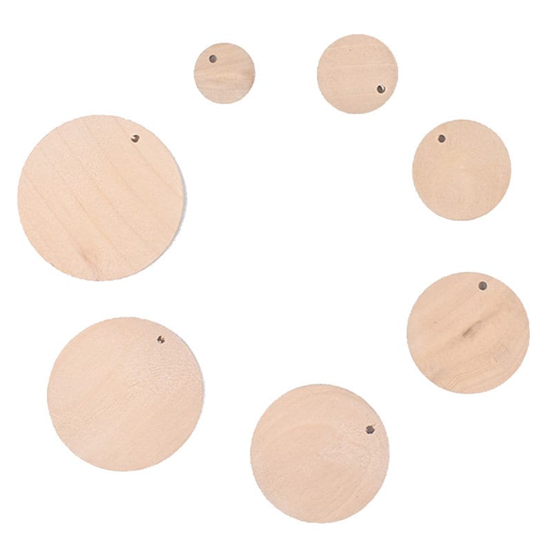 Flat Round Coin Shape Natural Wood 15mm 20mm 30mm 40mm 50mm Loose ...