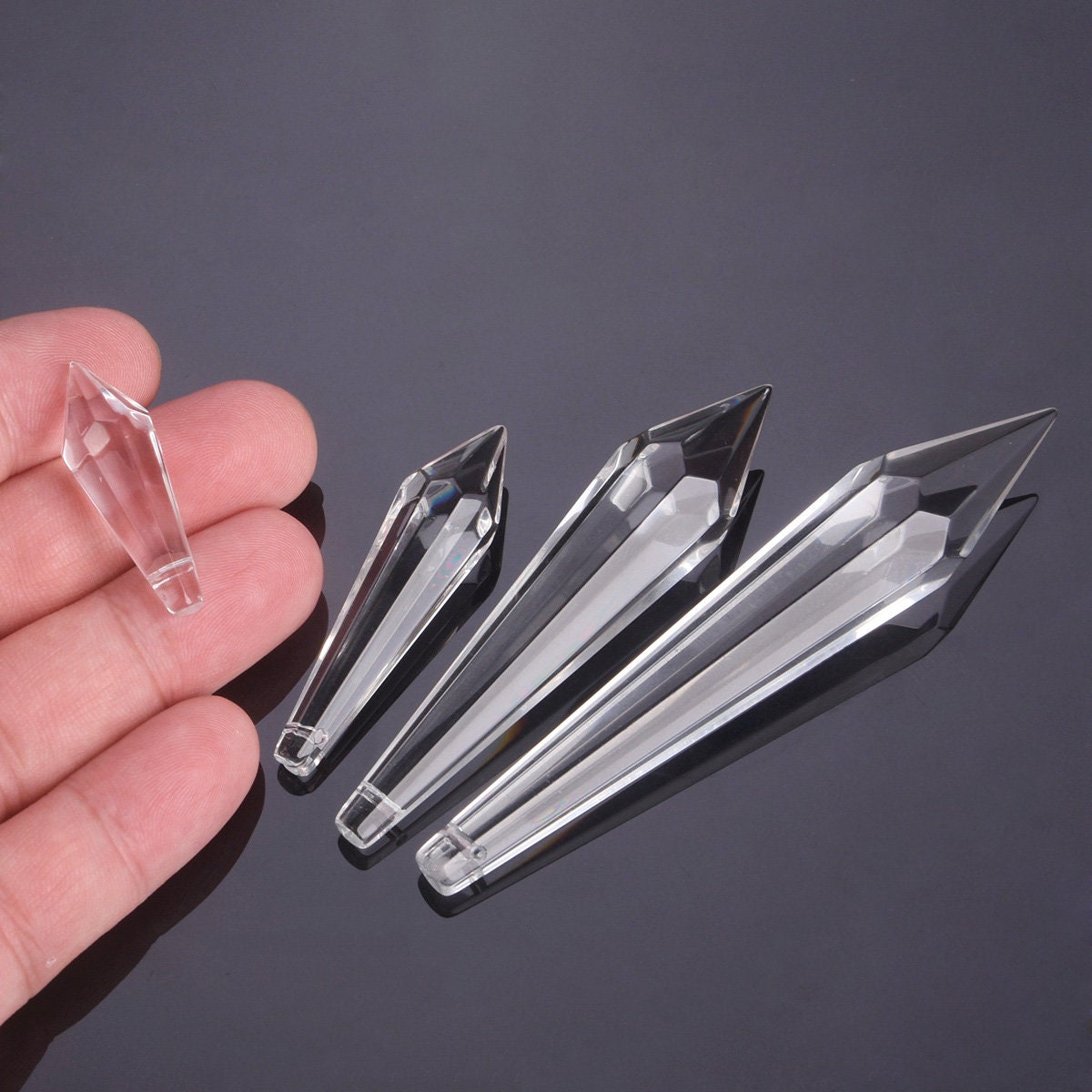 5pcs 35mm 52mm 58mm 78mm 98mm Bicone Teardrop Cone Faceted Clear ...