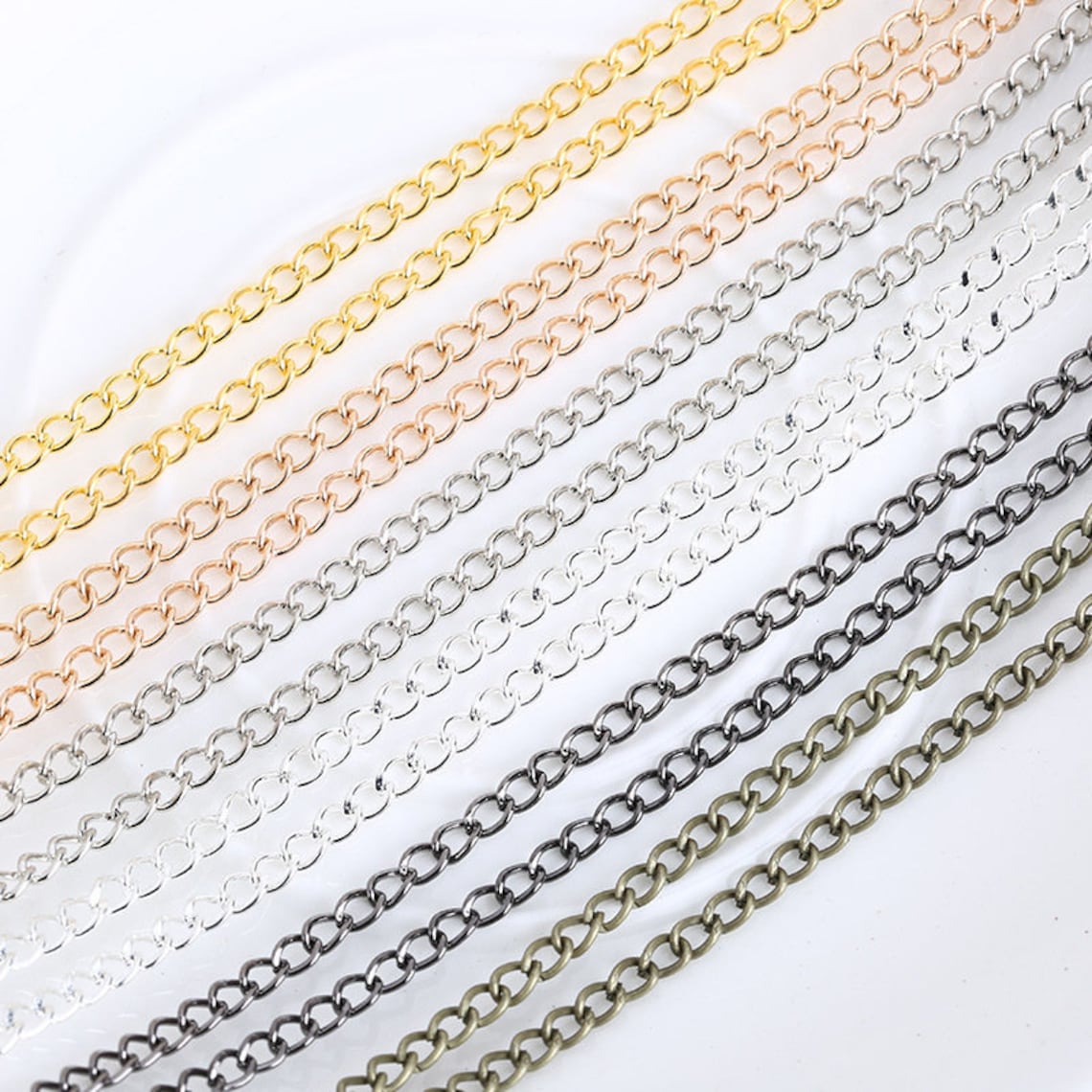 5meters(16ft), Bulk 3x4mm Iron Metal Chain, Gold/silver/bronze/platinum ...
