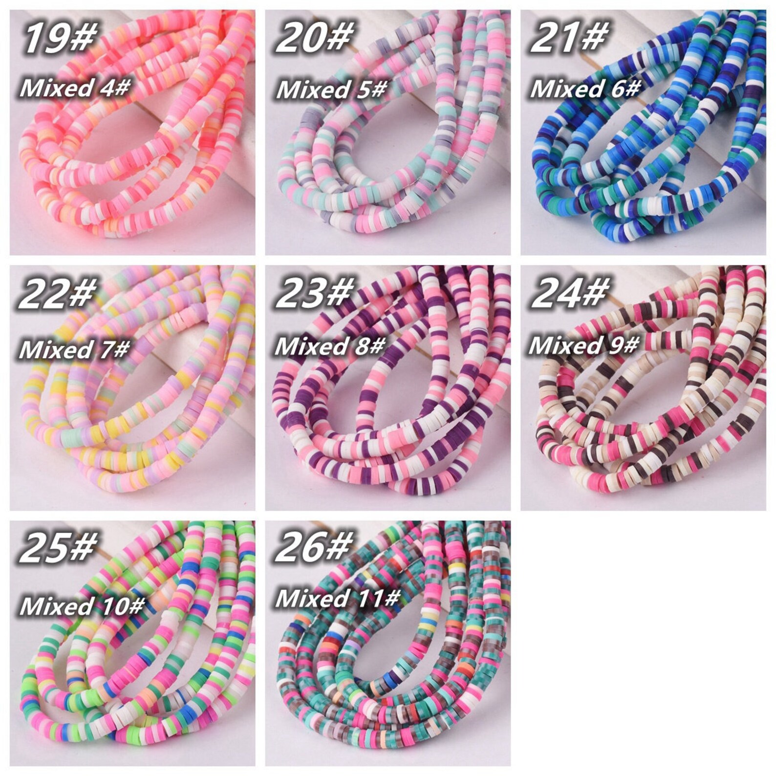 1 Strand 16inch (40cm) 350pcs 3mm 4mm 5mm 6mm 8mm Handmade Flat Disc ...