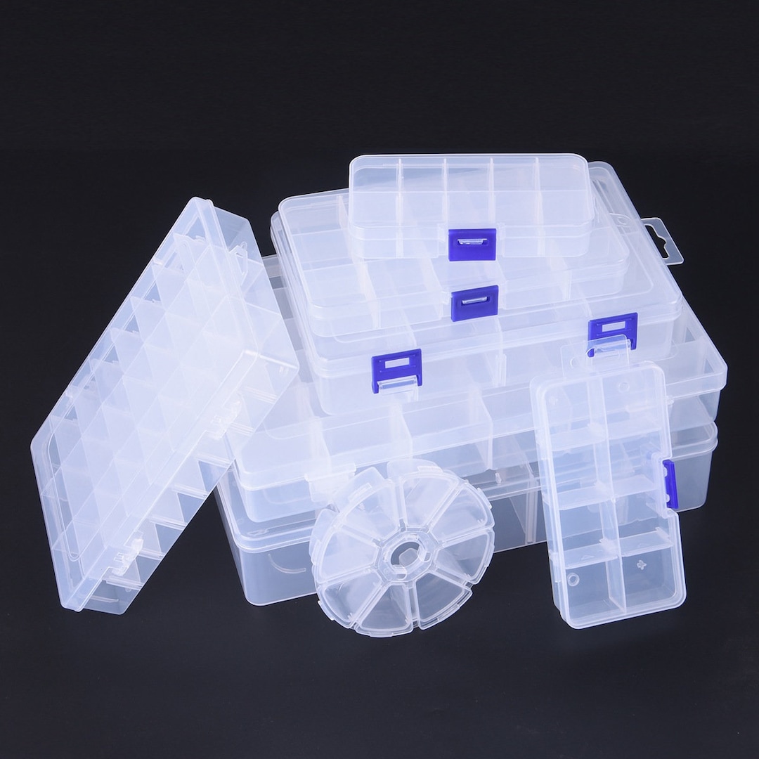 8/10/15/24/36 Removable Compartment Bead Storage Plastic Box Organizer ...