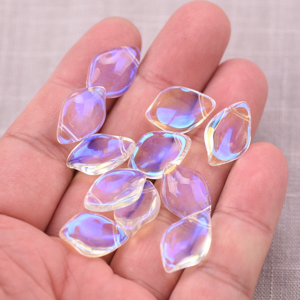 10pcs 19x13mm Floral Petal Crystal Lampwork Glass Loose Top Drilled ...
