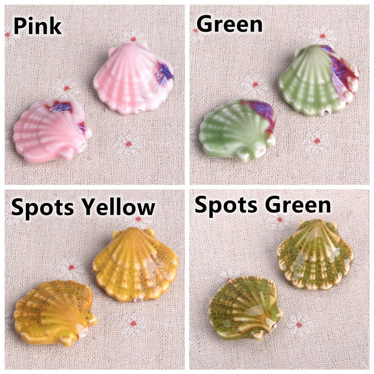 5pcs Scallop Shape 30x28mm Fancy Flamed Glazed Ceramic Porcelain Loose ...