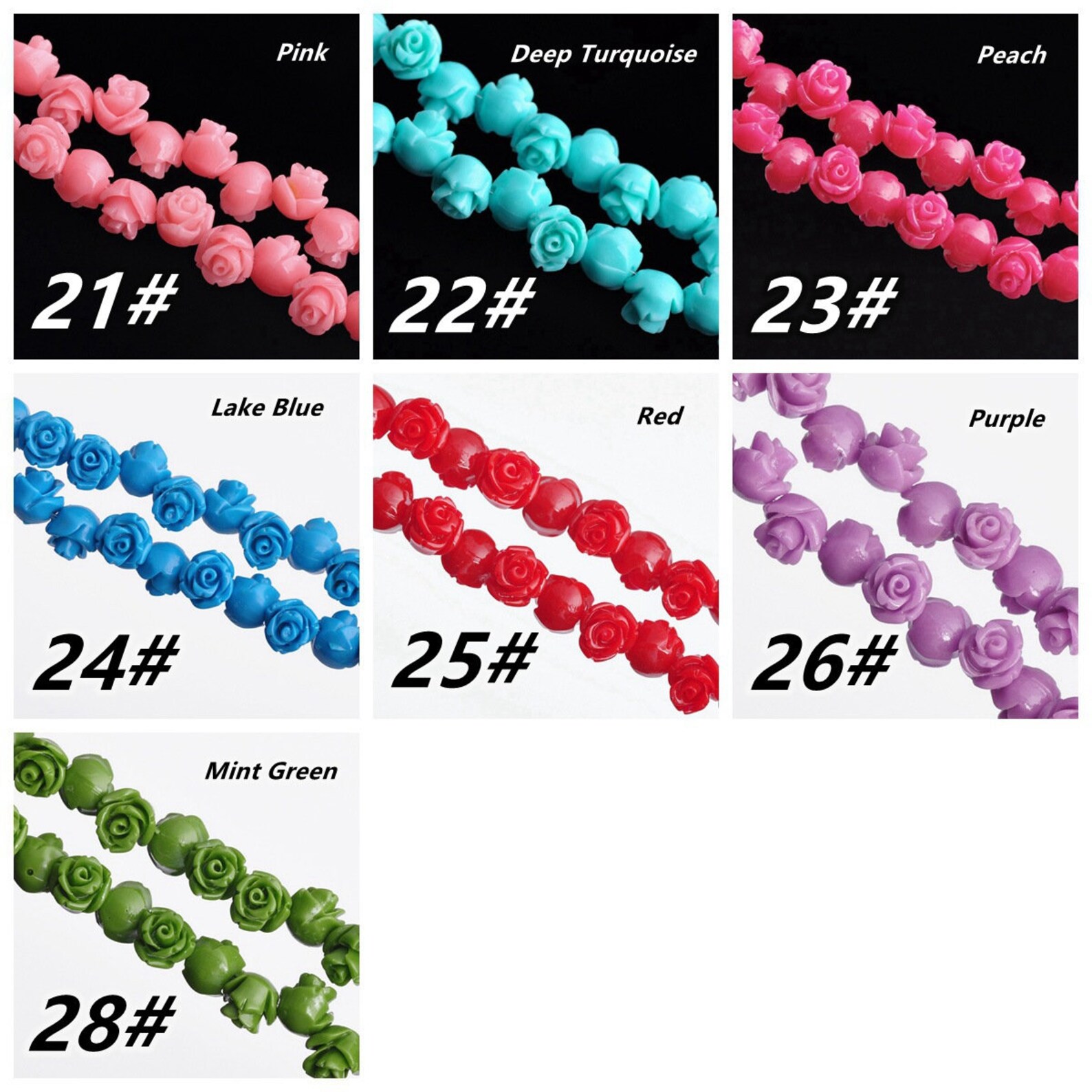 30pcs 8mm Rose Flower Shape Shell Powder Made Artificial Coral - Etsy