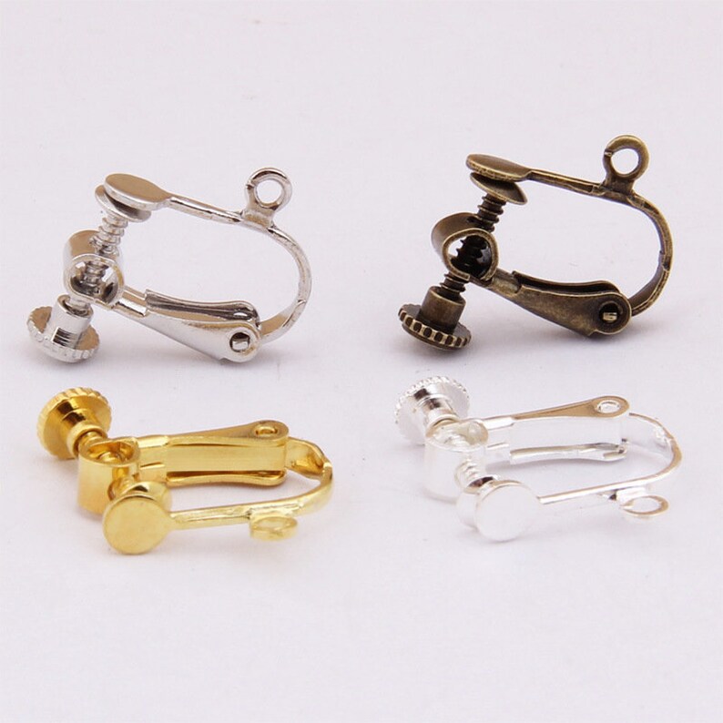 10pcs 12mm Metal Brass Adjustable No Hole Ear Clips Clasp Hook | Etsy
