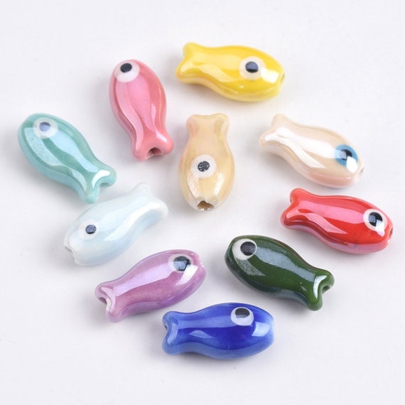 10pcs 19x10mm Fish Shape Handmade Shiny Glossy Glazed Ceramic - Etsy
