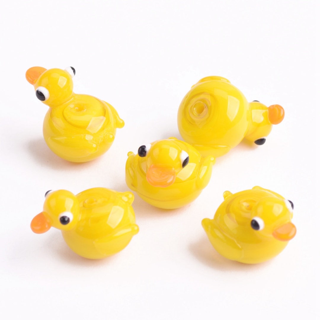 5pcs Yellow Duck Shape 16x15mm Handmade Lampwork Glass Charm Loose ...
