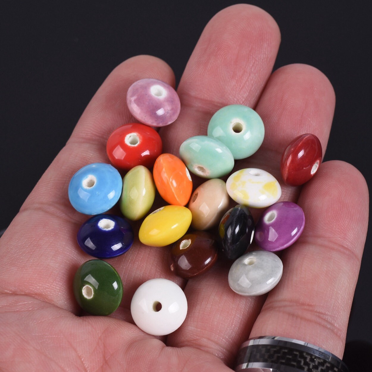 20pcs 12x12x7mm Mixed Colors Flat Round Rondelle Ceramic & - Etsy