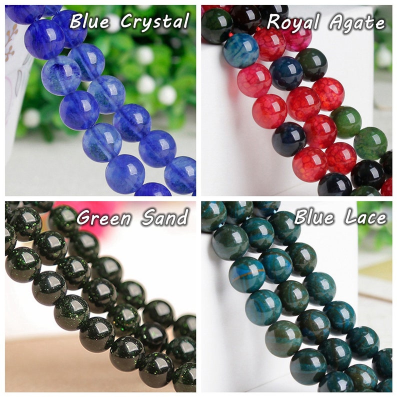 Round Natural Stone 4mm 6mm 8mm 10mm 12mm Gemstone Loose Beads Lot for ...