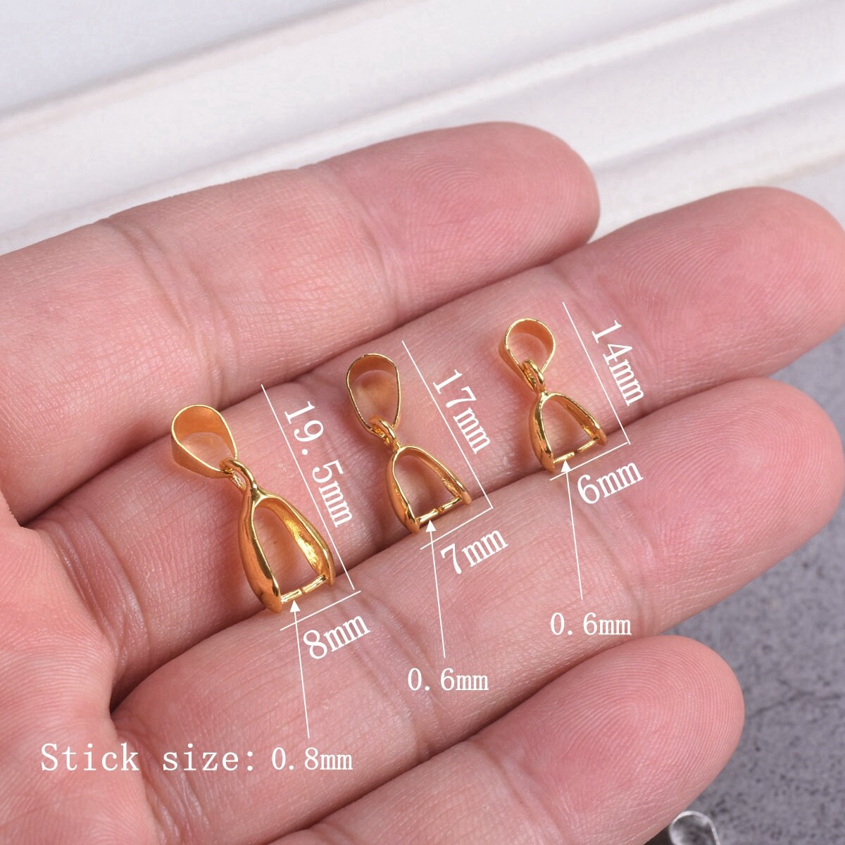 20pcs Gold/silver/platinum Metal Bails Connectors Bale Pinch Pendant ...
