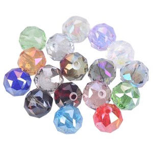 10pcs Shiny Round 11mm Glossy Plated Faceted Crystal Glass Loose Beads ...