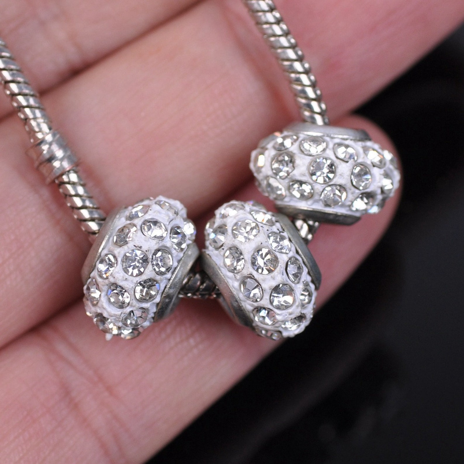 5pcs 14x9mm Crystal Clay Metal Alloy European Charms Rondelle Loose ...