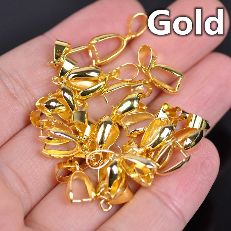 20pcs Gold/silver/platinum Metal Bails Connectors Bale Pinch Pendant ...