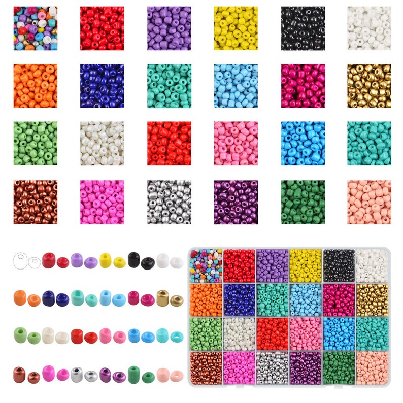 1box 23+mixed Colors Beading Kit 2mm 3mm 4mm Tiny Round Opaque Glass ...