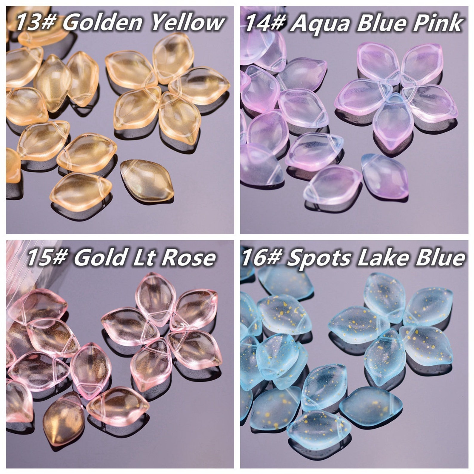 10pcs 19x13mm Floral Petal Crystal Lampwork Glass Loose Top Drilled ...