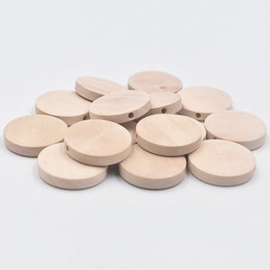 Flat Round Coin Shape Natural Wood 15mm 20mm 25mm 30mm 35mm 40mm Loose ...
