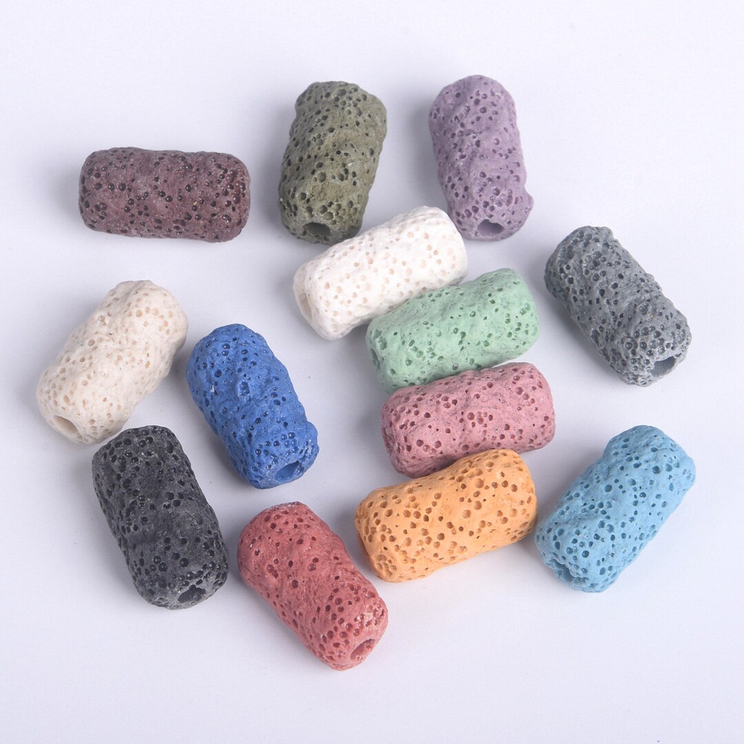 10pcs Long Cylinder Meteorite Shape 21x12mm Natural Volcano Lava Stone ...